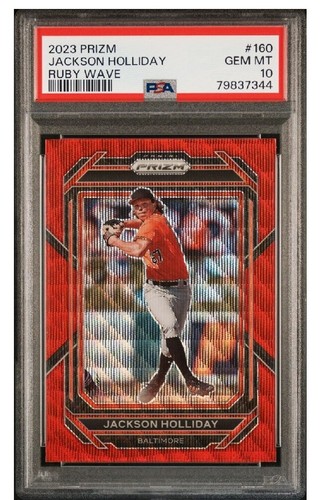 2023 Prizm Ruby Wave #160 Jackson Holliday PSA 10..POP 2.. ONLY ONE ON ...