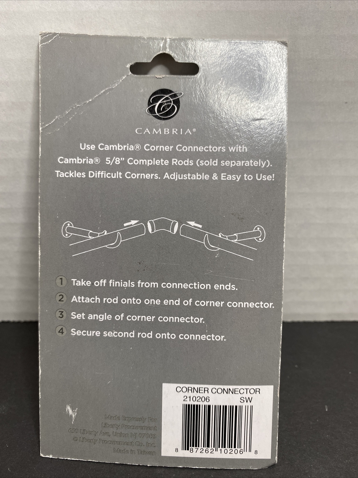 Cambria Classic Corner Connector Curtain Rod Connector -- Satin White 5 ...