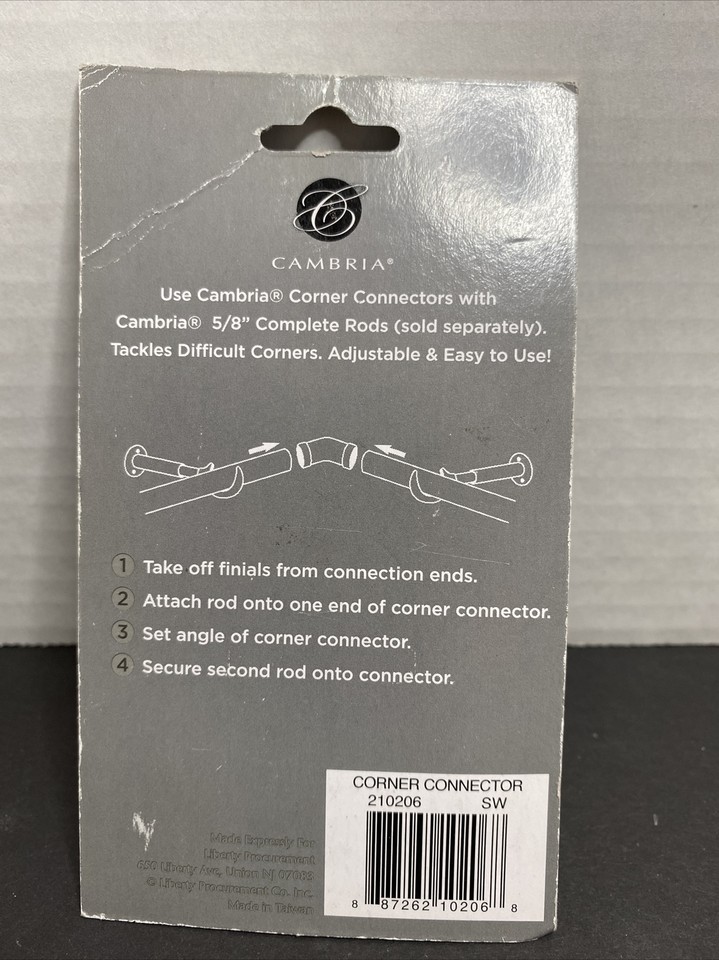 Cambria Classic Corner Connector Curtain Rod Connector -- Satin White 5 ...