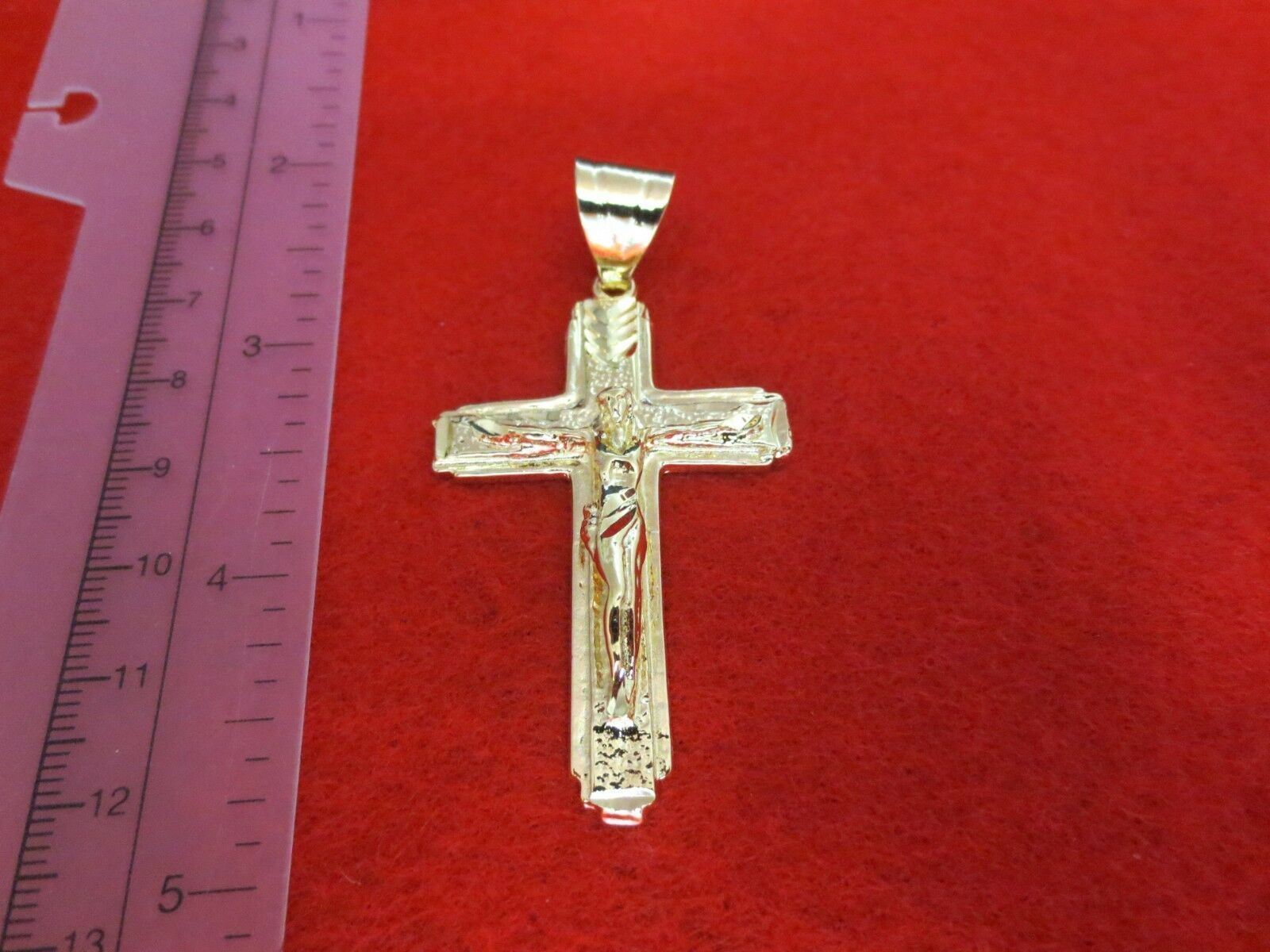 14KT GOLD EP OVER 2 3/4 INCH CRUCIFIX CROSS w/16"-30" 3mm ROPE CHAIN ...