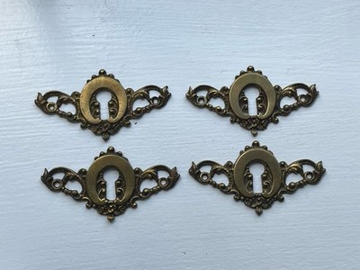 Lot of 4 Antique Victorian Brass Filigree Keyhole Escutcheons | eBay