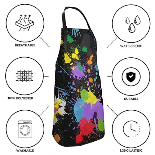 Artist Apron with 2 Pockets Adjustable Neck Colorful Painting Smocks ...