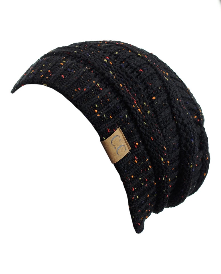 NEW! Genuine CC Beanie Colorful Confetti Soft Stretch Cable Knit Slouch ...