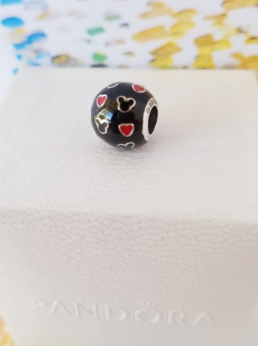 New! Authentic Silver Pandora Disney Mickey Mouse Hearts Enamel Charm ...