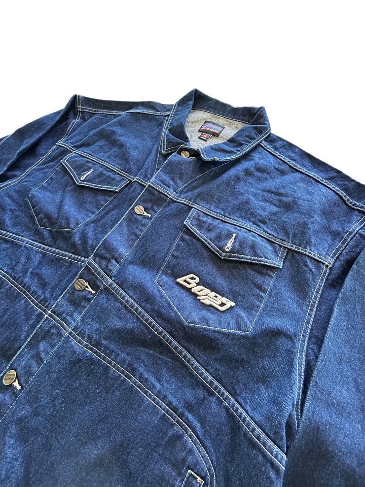 Vintage Boss Denim Jacket Men 3XL Urban Hip Hop Cyber Baggy Streetwear ...