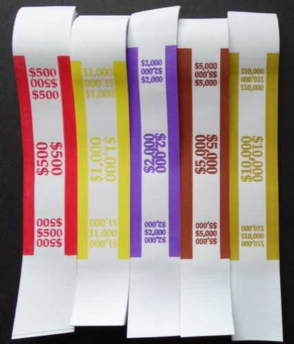 100 Mixed $500 1000 2000 $5000 $10,000 Money Self-Sealing Straps ...