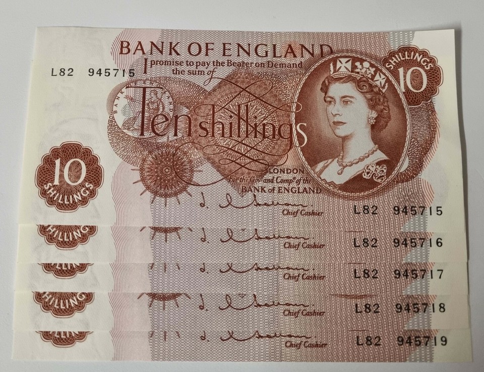 OLD BRITISH BANK NOTES 10 SHILLINGS ONE POUND £1 FIVE POUNDS £5 CHOOSE ...