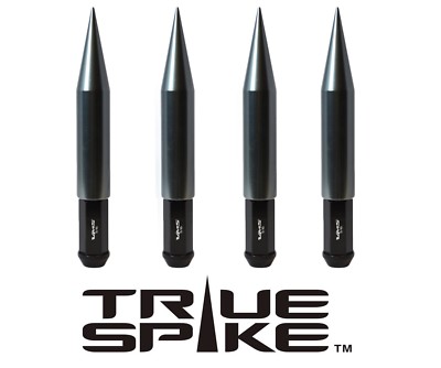 32 TRUE SPIKE 7.5" 14X1.5 FORGED STEEL LUG NUTS GUNMETAL EXTENDED FAT ...