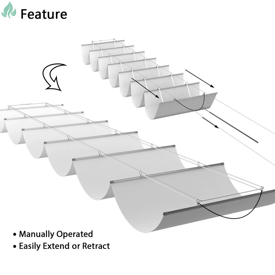 Waterproof Retractable Pergola Canopy Awning w/Steel Wire Patio Outdoor ...