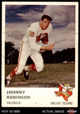 1961 Fleer #202 Johnny Robinson Texans (Chiefs) RC HOF LSU 5 - EX | eBay