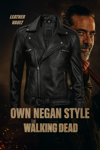 Negan The Walking Dead Black Leather Biker Jacket Men Halloween Costume ...