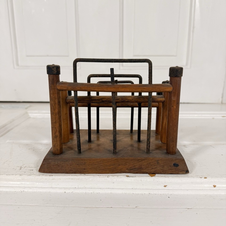 Vintage Wooden & Iron Letter Rack – Rustic Office Desk Tidy | eBay