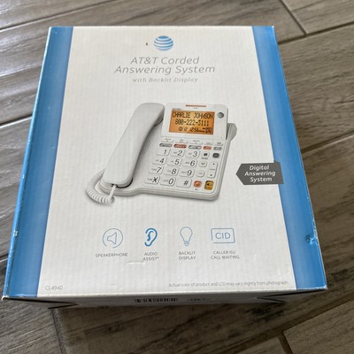 NEW AT&T CL4940 Corded Standard Phone with Answering System and Backlit ...