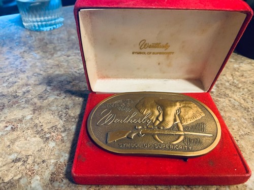 Brass Weatherby Elephant Rifle Safari Big Game Hunt 70s Vintage Belt ...