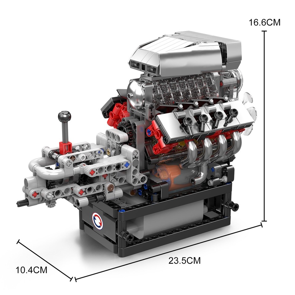 Mould King 10225 V8 Engine Motor That Runs Building Block Toy STEM ...