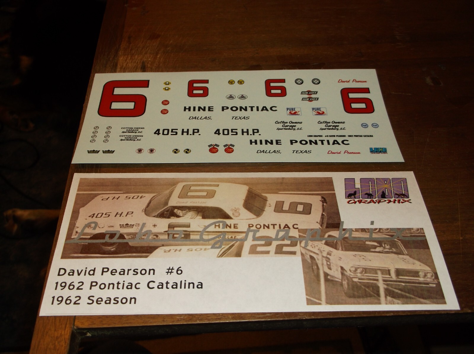 David Pearson #6 1962 HINE PONTIAC Catalina 1/24th scale decals ...