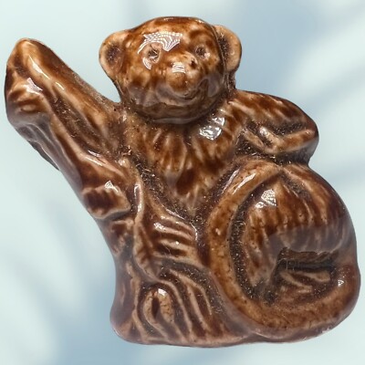 Vintage Wade England Brown Figurine Monkey in a tree Match Strike | eBay