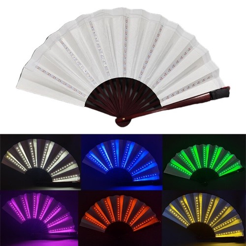 LED Folding Hand Fan Handheld Performances Glowing Fan Dancing Prop ...