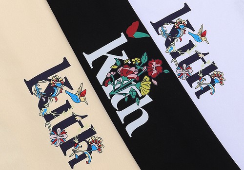 Kith Letter Logo Flower Print Short Sleeve T-shirt Casual Loose Summer ...