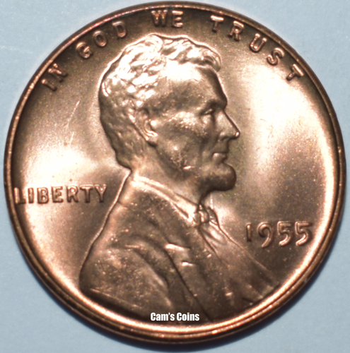 1955 P Lincoln Wheat Cent BU Red Penny Brilliant Uncirculated Copper ...