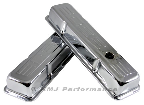 58-86 SBC Chevy Chrome 350 Logo Short Valve Covers - Small Block 283 ...