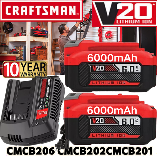 6.0Ah 20V For Craftsman V20 20 Volt MAX Li-ion Battery CMCB204 CMCB202 ...