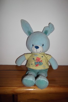Doudou peluche lapin Bleu Pommette | eBay