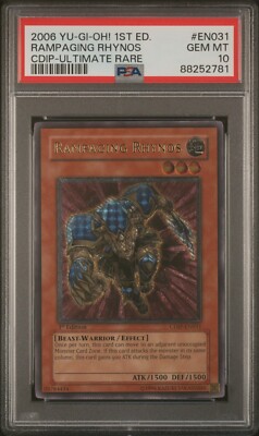 YUGIOH PSA 10 Rampaging Rhynos CDIP-EN031 Ultimate Rare 1st Edition *2781 | eBay
