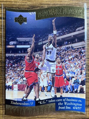 KEVIN GARNETT #5 UPPER DECK MEMORABLE MOMENTS 1997-98 MINNESOTA ...