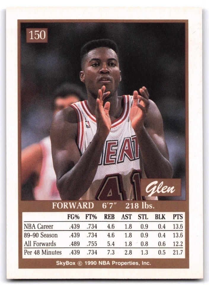 1990-91 SkyBox Glen Rice Rookie Miami Heat #150 | eBay