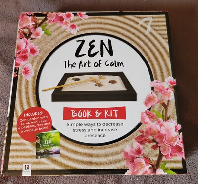 ZEN: THE ART OF CALM BOOK & KIT. ZEN GARDEN WITH SAND, PEBBLES, MINI ...