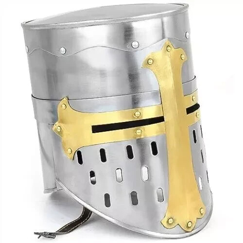 Medieval Great Bucket Helm Knights 20G Steel Templar Crusader Helmet ...