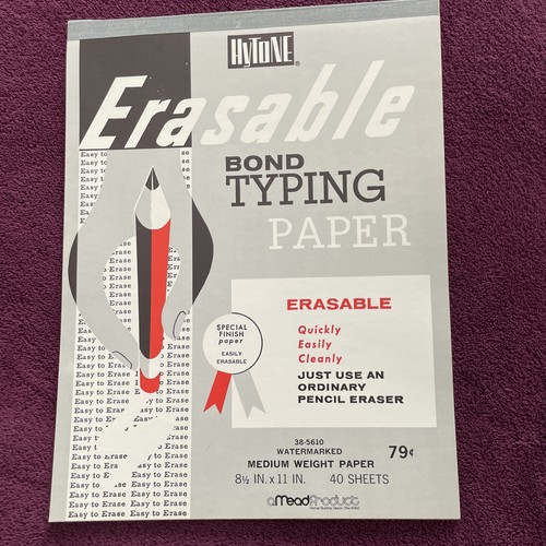 4 packs of 40 sheet Vintage Mead Hytone Erasable Bond Typing Paper ...