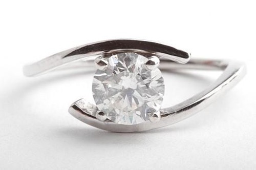 Diamond Ring Solitaire 1,01ct One-Carat F Si2 Expertise 585 White Gold ...