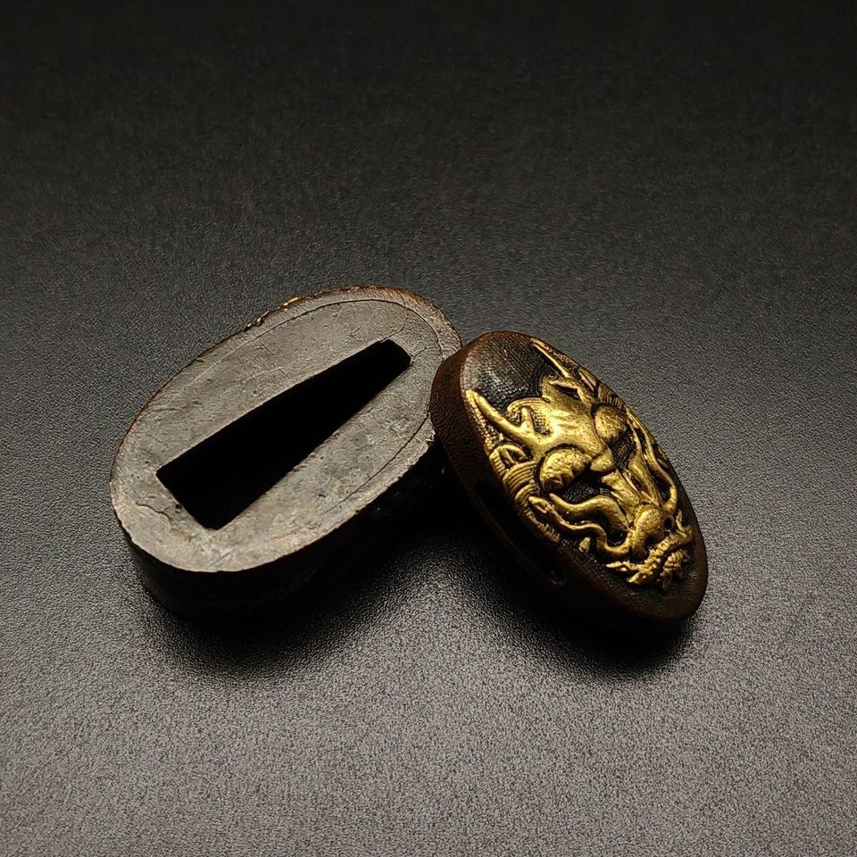 Fuchi Kashira Japanese sword fittings guard Tsuba hilt Samurai Katana ...