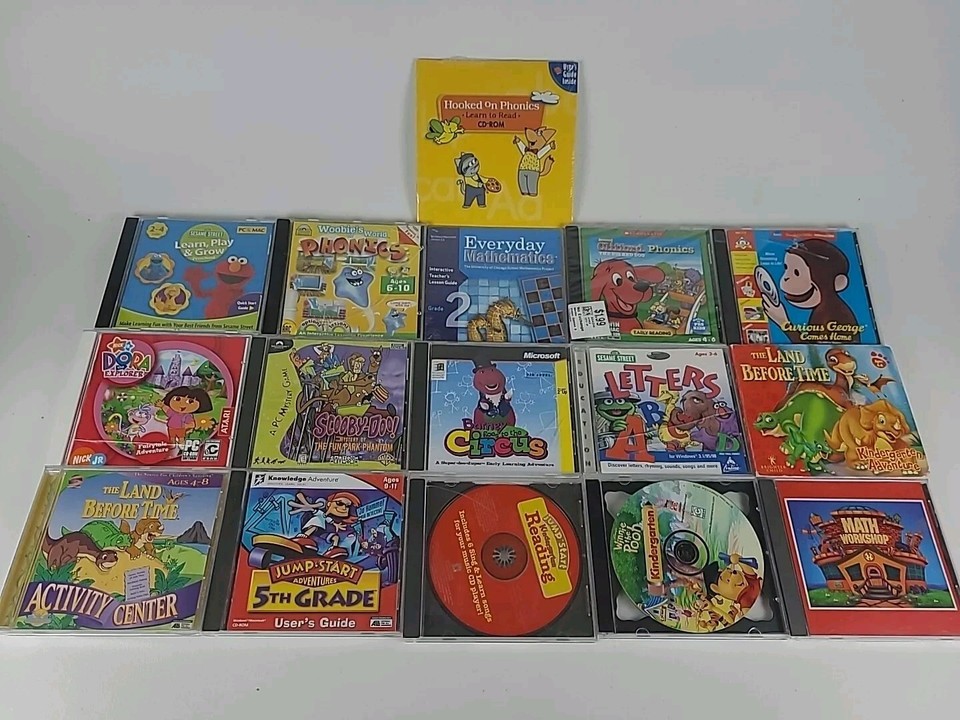 Lot 31 Kids Computer Games CD ROM Windows Mac Educational Math Reading ...