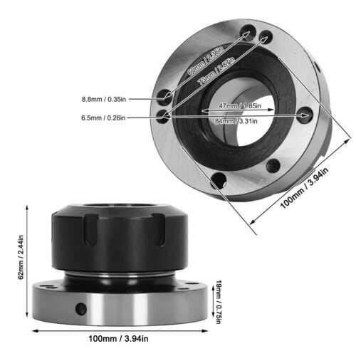 Collet Chuck ER50 100mm Diameter with 7 Holes Carbon Steel For CNC ...