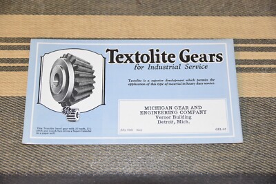 Vintage INK BLOTTER Paper Advertising TEXTOLITE GEARS GE Michigan ...