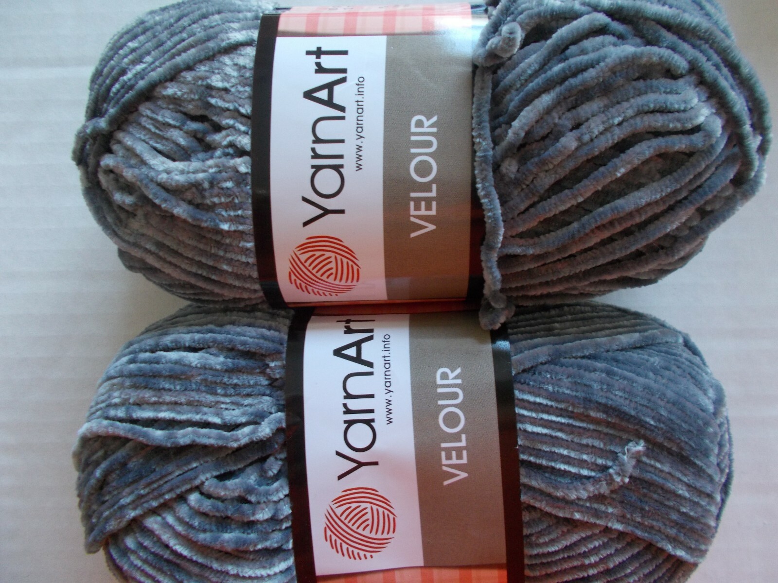 YarnArt Velour yarn, Medium Grey, lot of 2, (186 yds each) | eBay