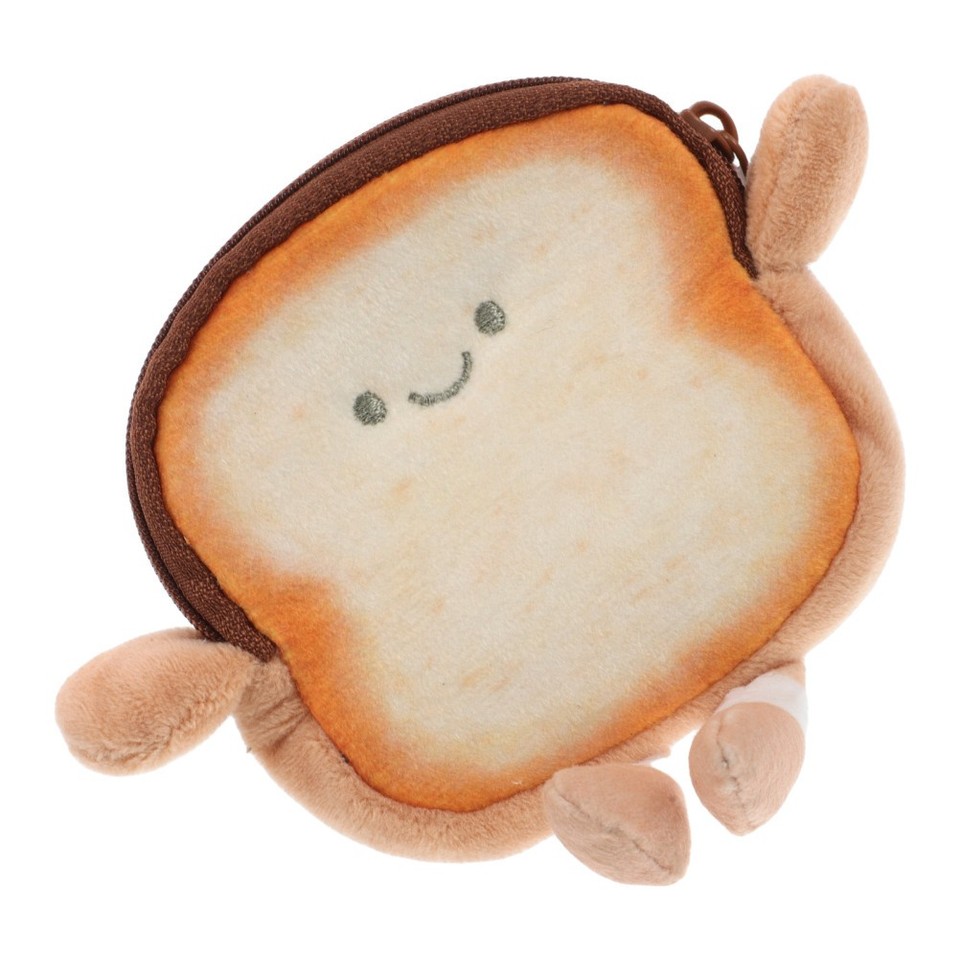 Small Coin Pouch Toast Purse Creative Zipper Wallet Cartoon Earphone ...