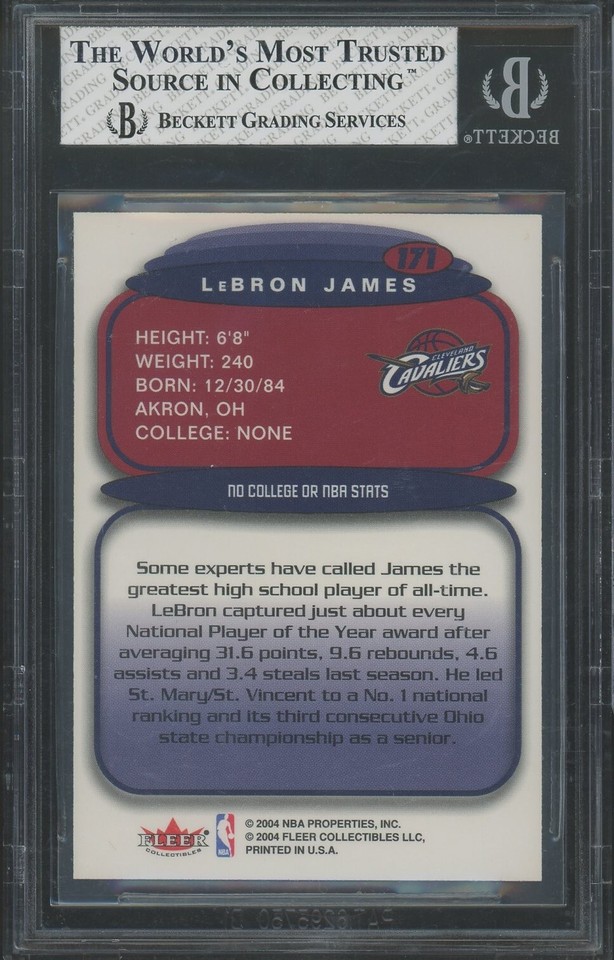 2003-04 Fleer Ultra Lebron James Hummer H2 Rookie RC #171 BGS 8 ...
