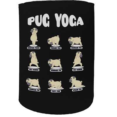 Stubby Holder - pug yoga Funny Novelty Stubbie Gift Gifts | eBay
