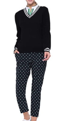 NWT BELYN KEY BLACK GREEN GOLFBALL PRINT BK CROP Pullon Golf Ankle ...