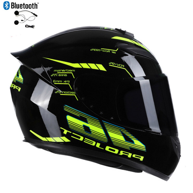 DOT Bluetooth Motorcycle Helmet Full Face Dual Lens ATV Moto Off Road ...