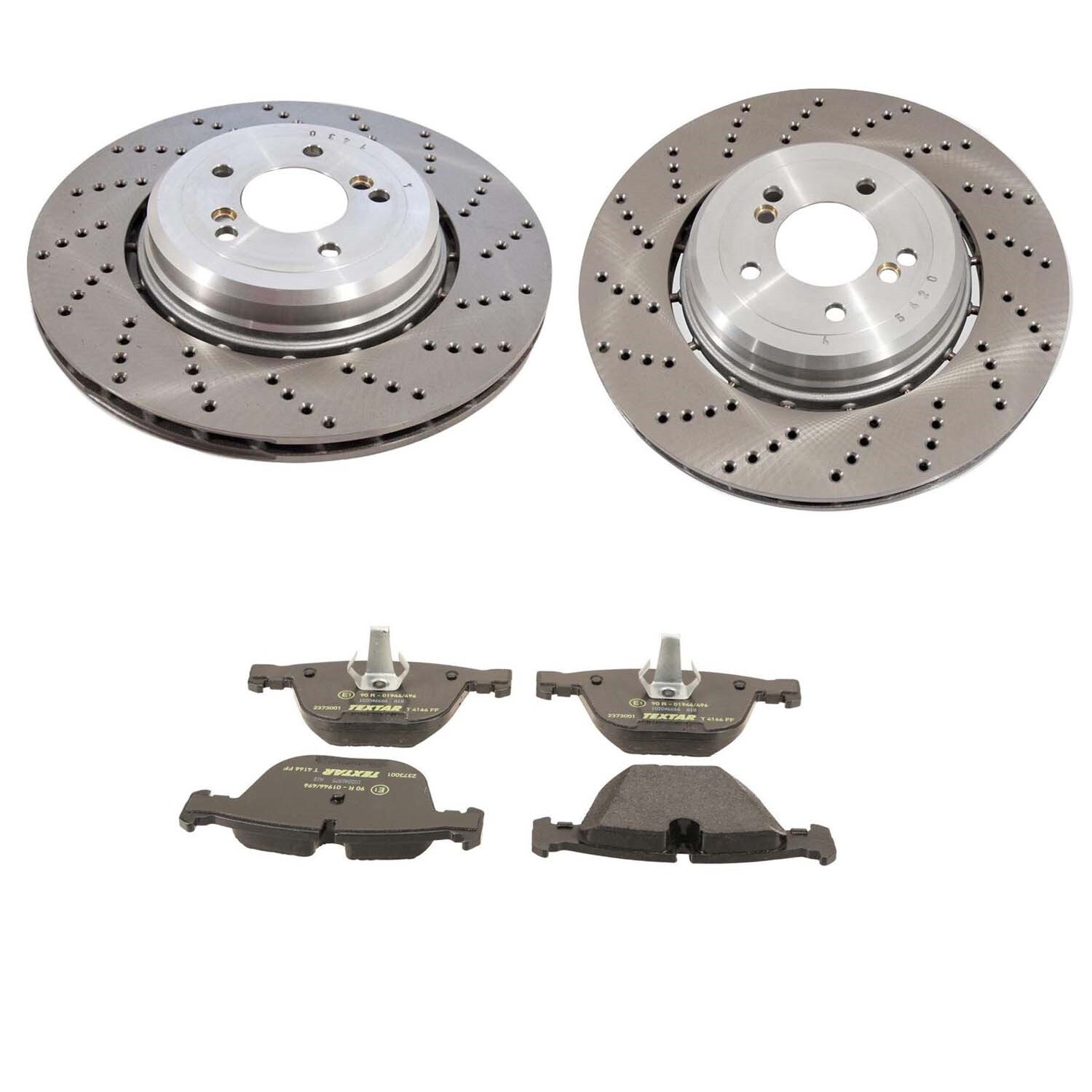 SHW Performance OEM Rear Brake Disc Rotors & Textar Pads Kit for BMW ...
