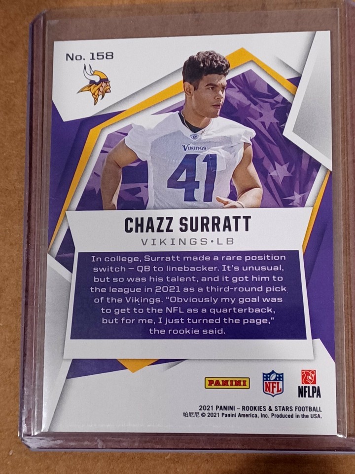 2021 Panini Rookies & Stars Rookie Card #158 - Chazz Surratt - Vikings ...