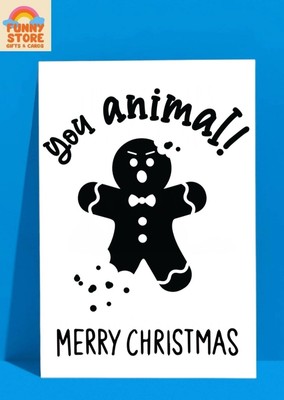 Funny Rude Gingerbread Christmas Card: You Animal! Bitten Gingerbread ...