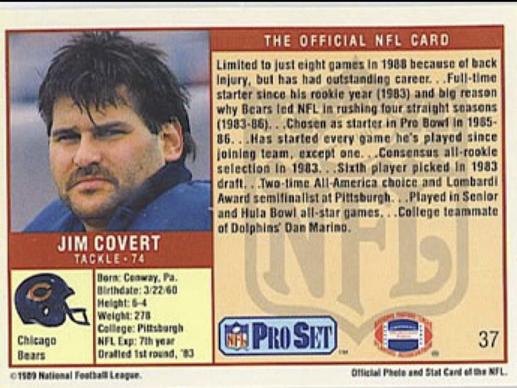1989 Pro Set Jim Covert #37 Chicago Bears HOF | eBay