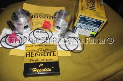HEPOLITE PISTON SET 2 Pistons rings gudgeon pins circlips BSA A65 650cc ...