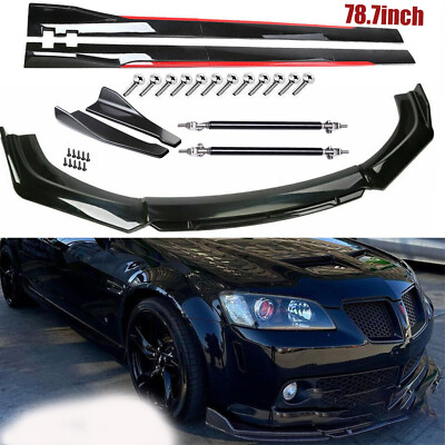 Glossy Black Front Bumper Lip Spoiler Side Skirt Rear Lip For Pontiac ...